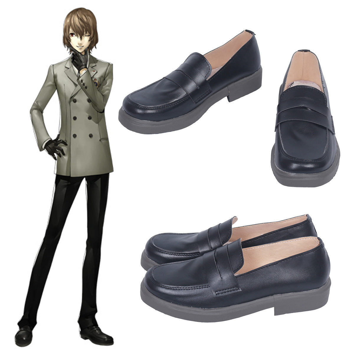 Persona 5 Goro Akechi Yusuke Kitagawa Black Cosplay Shoes - A Edition – Gcosplay