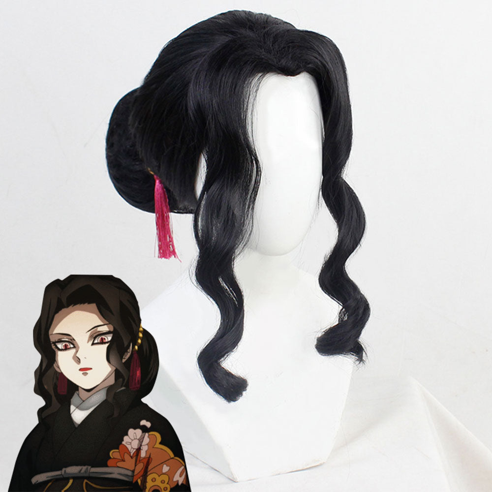 Demon Slayer: Kimetsu No Yaiba Kibutsuji Muzan Female Black Cosplay Wi ...