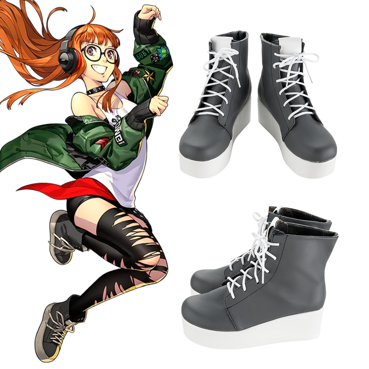 Persona 5: Dancing Star Night Futaba SakuraBlack Cosplay Shoes – Gcosplay
