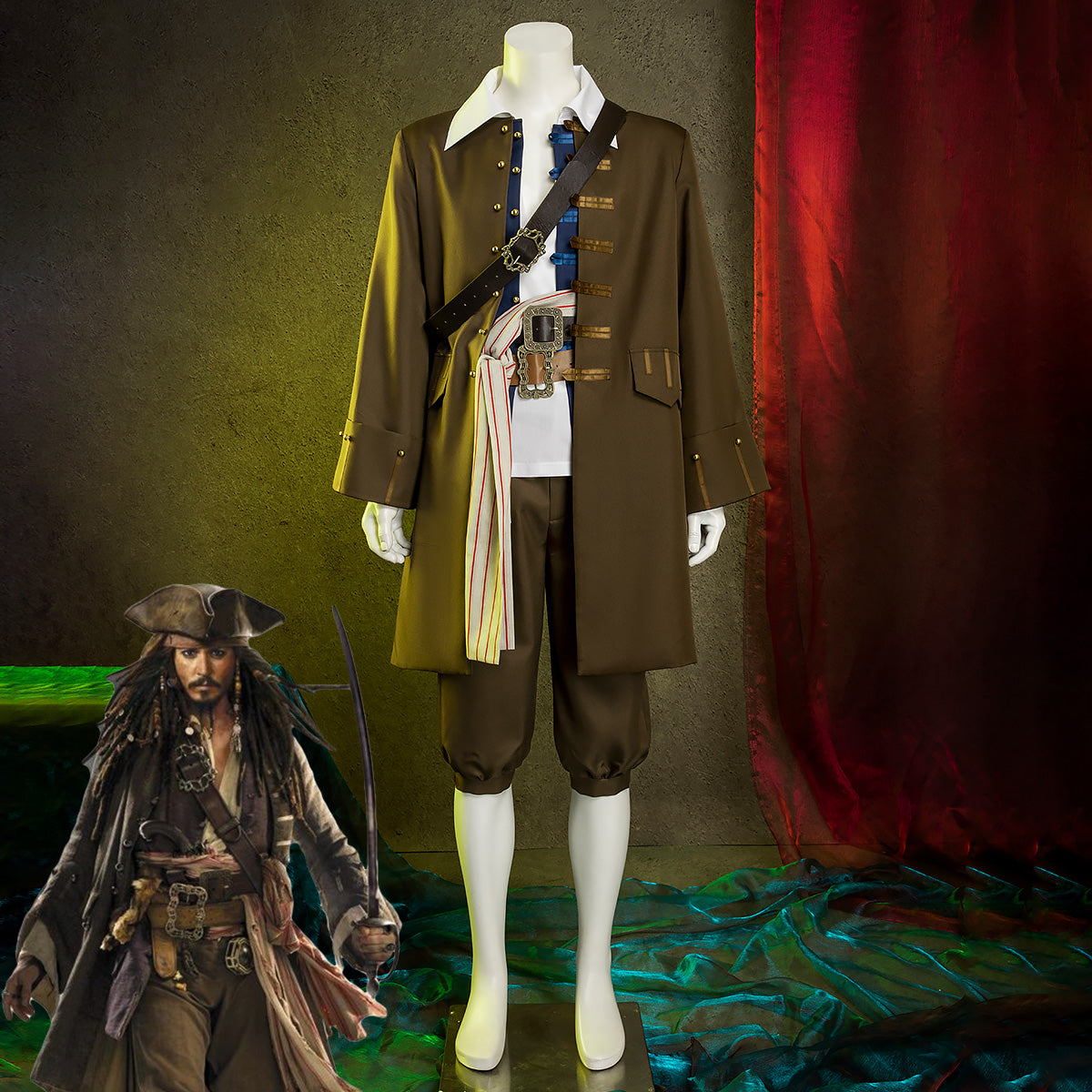 [in stock]Pirates of the Caribbean Jack Sparrow Halloween Cosplay Cost ...