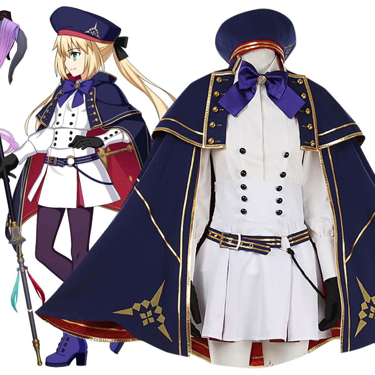 Fate Grand Order FGO Caster Artoria Pendragon Stage 2 Cosplay Costume ...