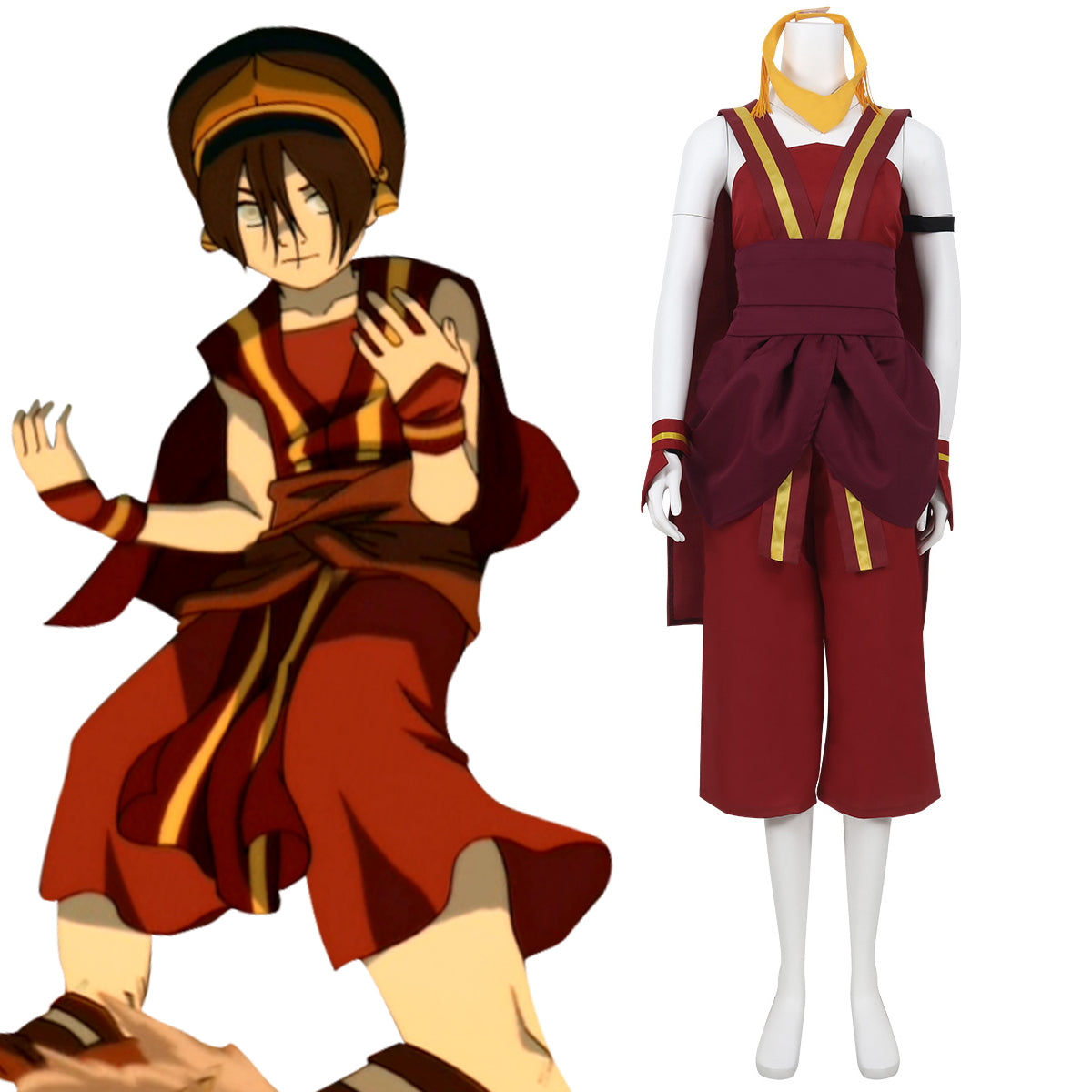 Avatar The Last Airbender Toph Beifong Red Cosplay Costume – Gcosplay