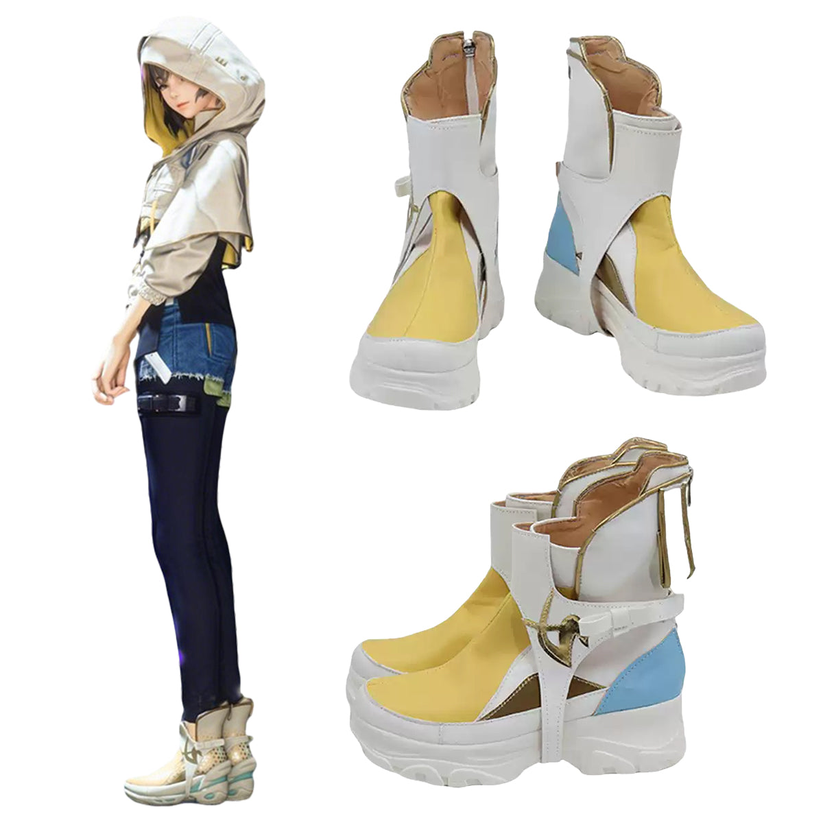 Akatsuki Deidara aus Naruto Halloween Weiße Schuhe Cosplay Stiefel ...