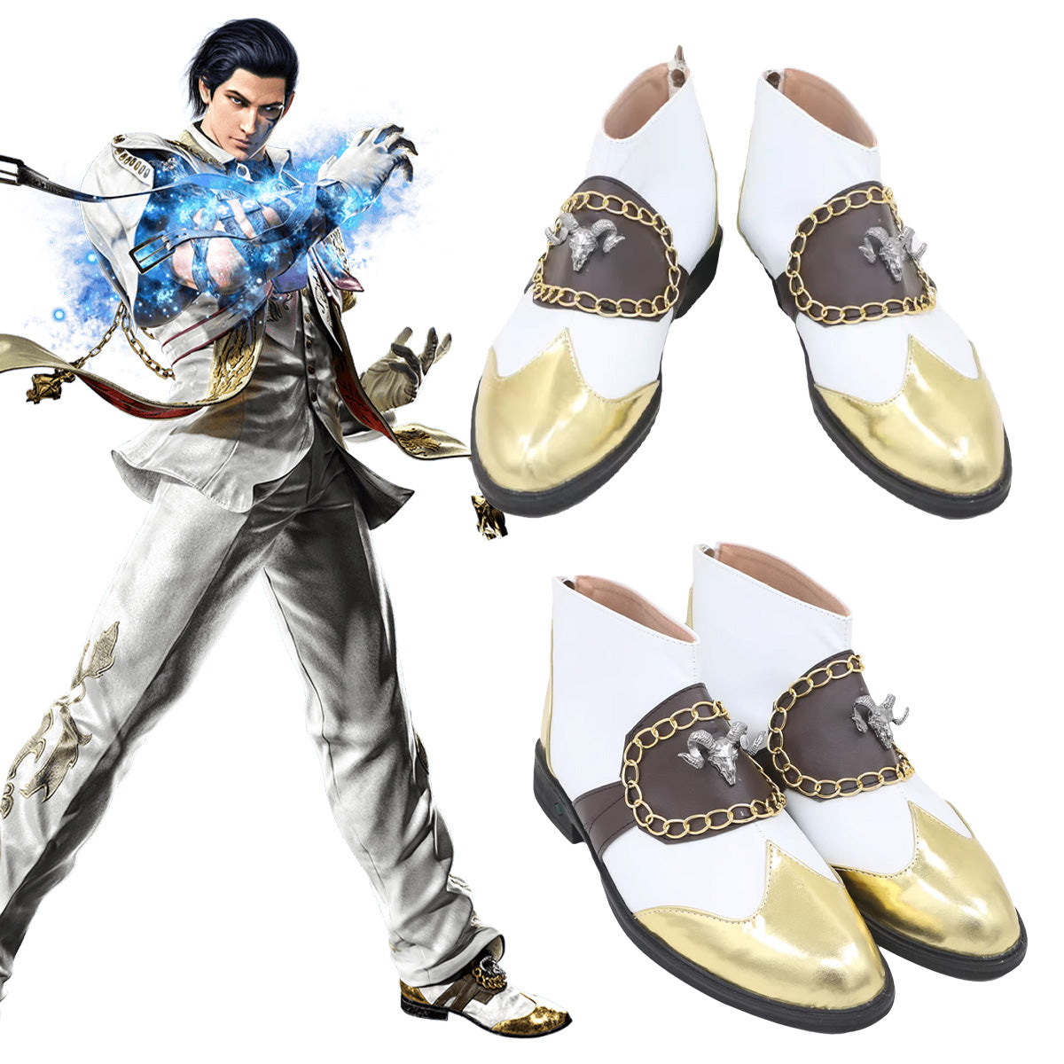 Tekken 8 Claudio Serafino White Cosplay Shoes – Gcosplay