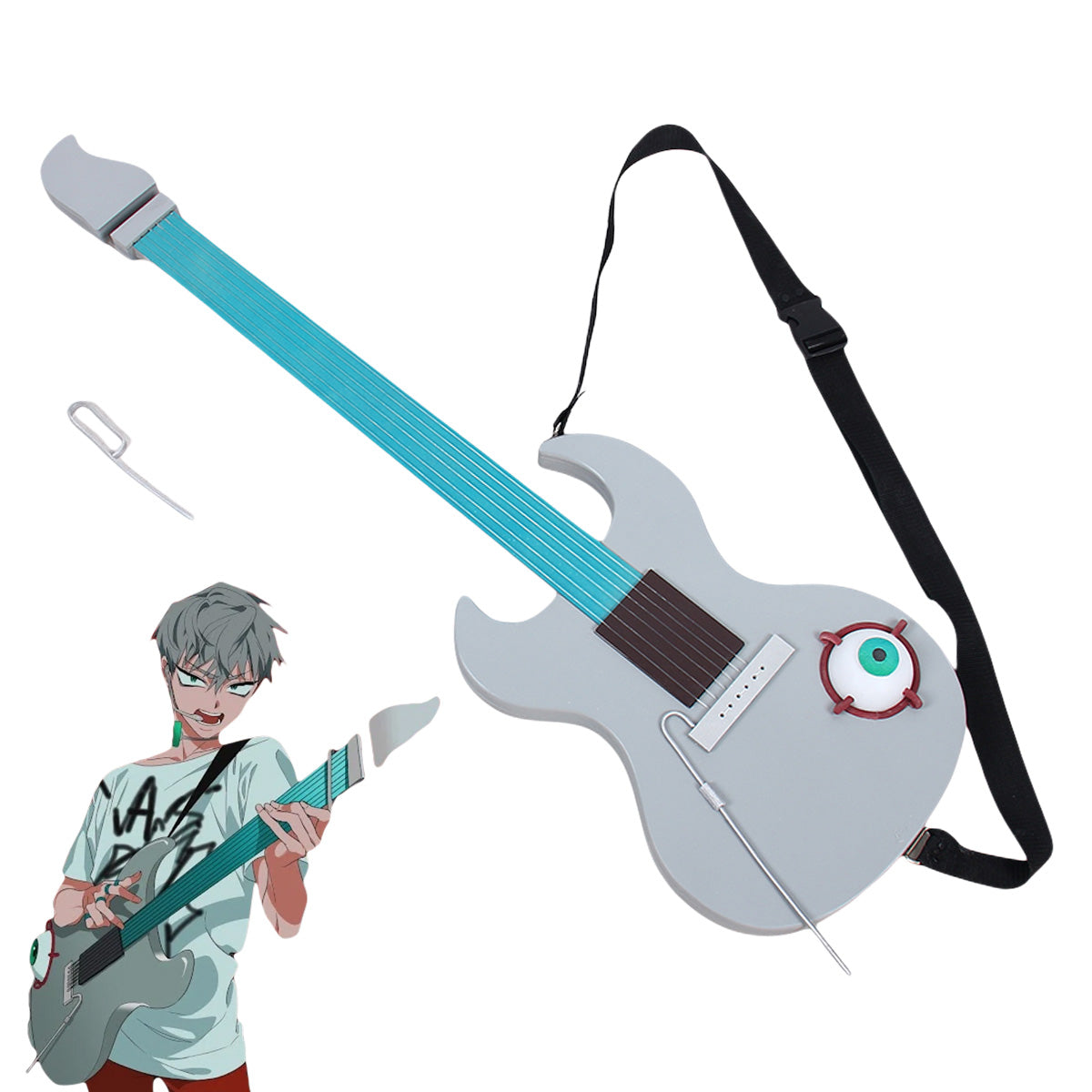 ALIEN STAGE Till Silver Guitar Model Cosplay Weapon Prop – Gcosplay
