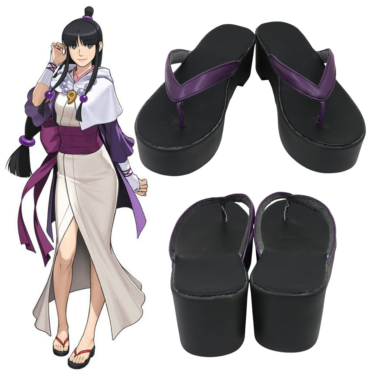 Ace Attorney Gyakuten Saiban Pearl Fey Maya Fey Clogs Cosplay Shoes ...