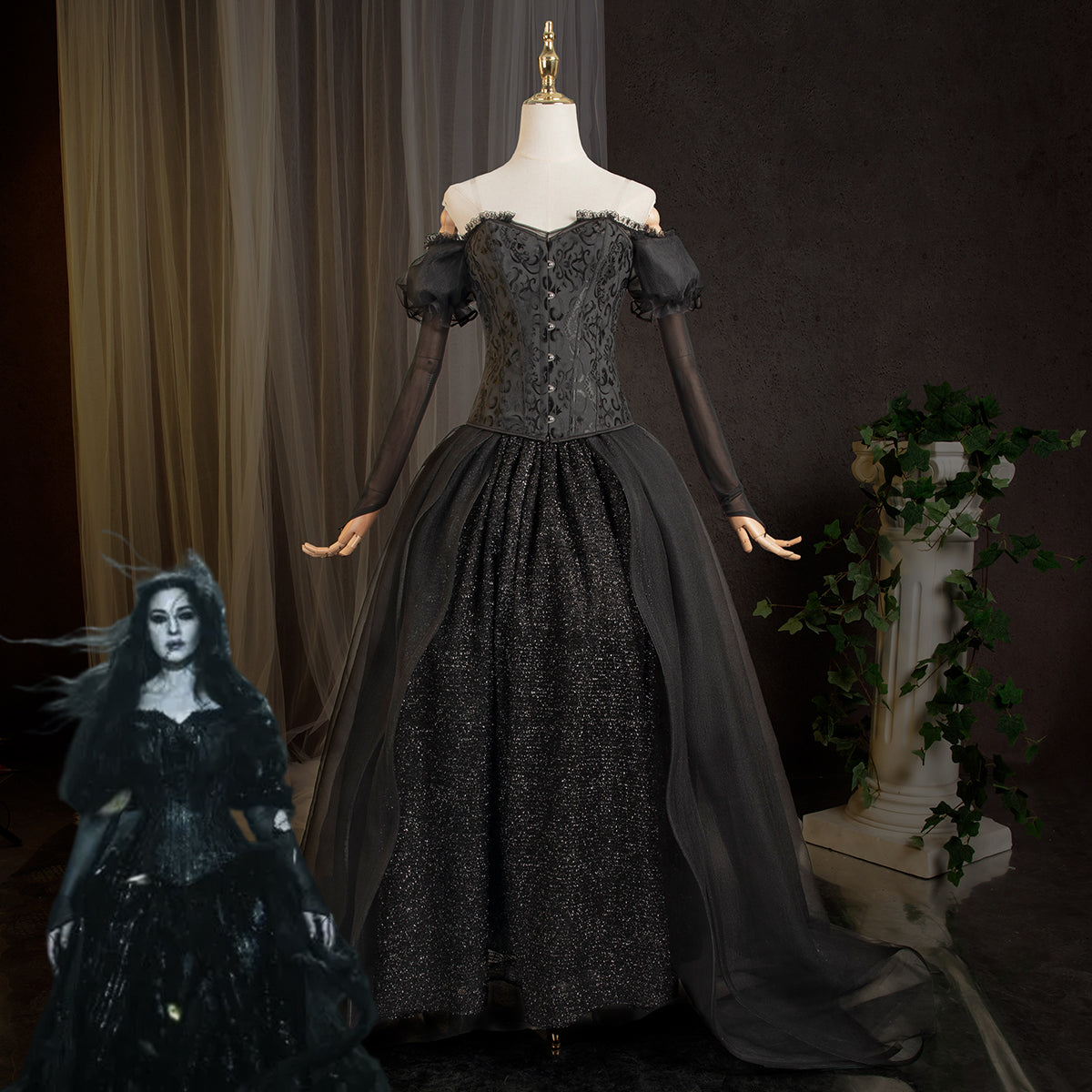 Beetlejuice2 2024 Movie Halloween Delores LaFerve Dark Lady Dress Cosp ...