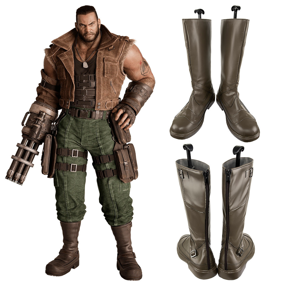 Final Fantasy VII Remake FF7 Barret Wallace Brown Shoes Cosplay Boots ...