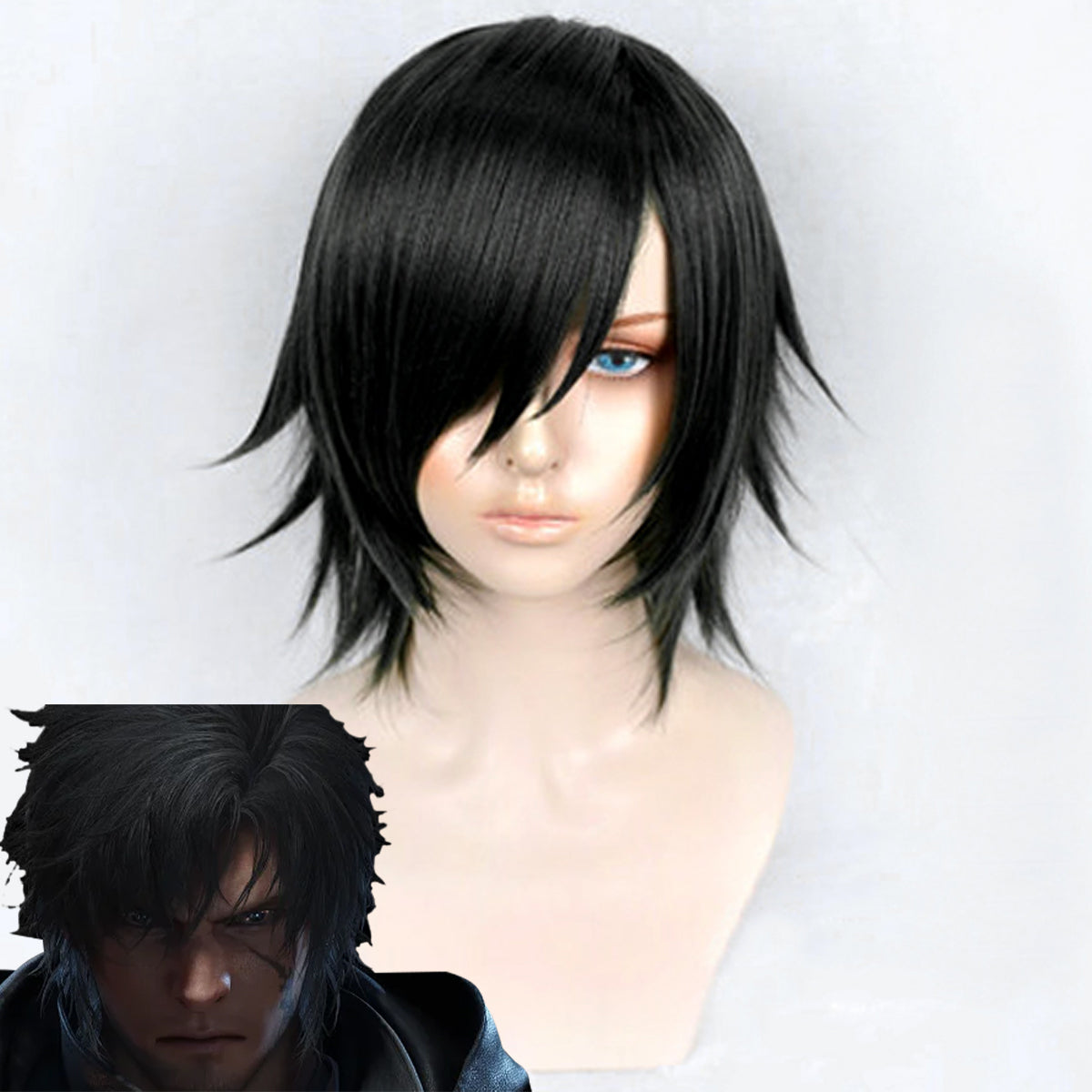 Final Fantasy XVI FF16 Clive Rosfield Time Skip Black Cosplay Wig ...