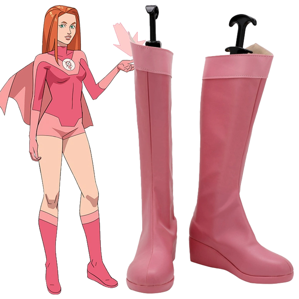 Invincible Atom Eve Pink Shoes Cosplay Boots – Gcosplay