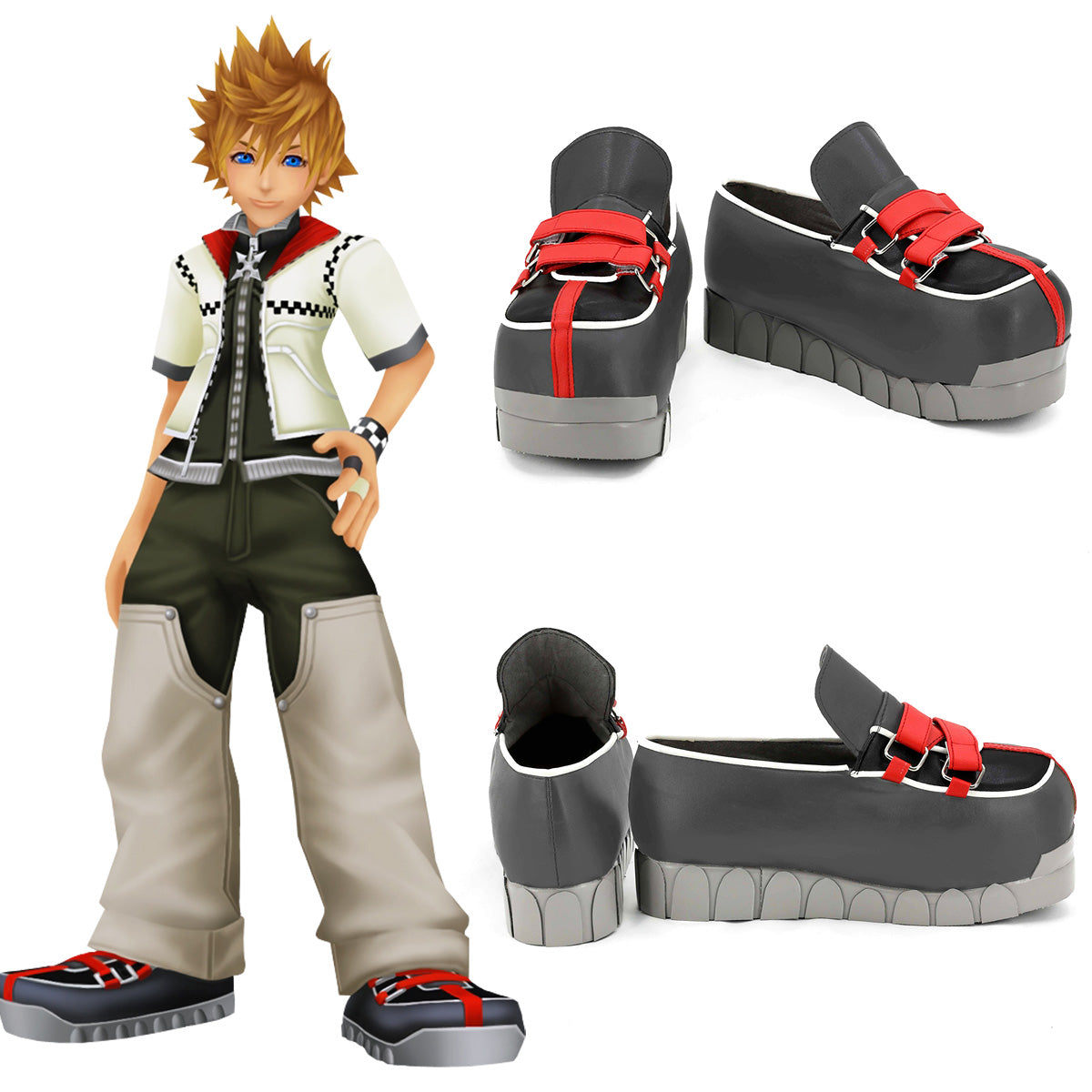 Kingdom Hearts II Roxas Black Cosplay Shoes – Gcosplay