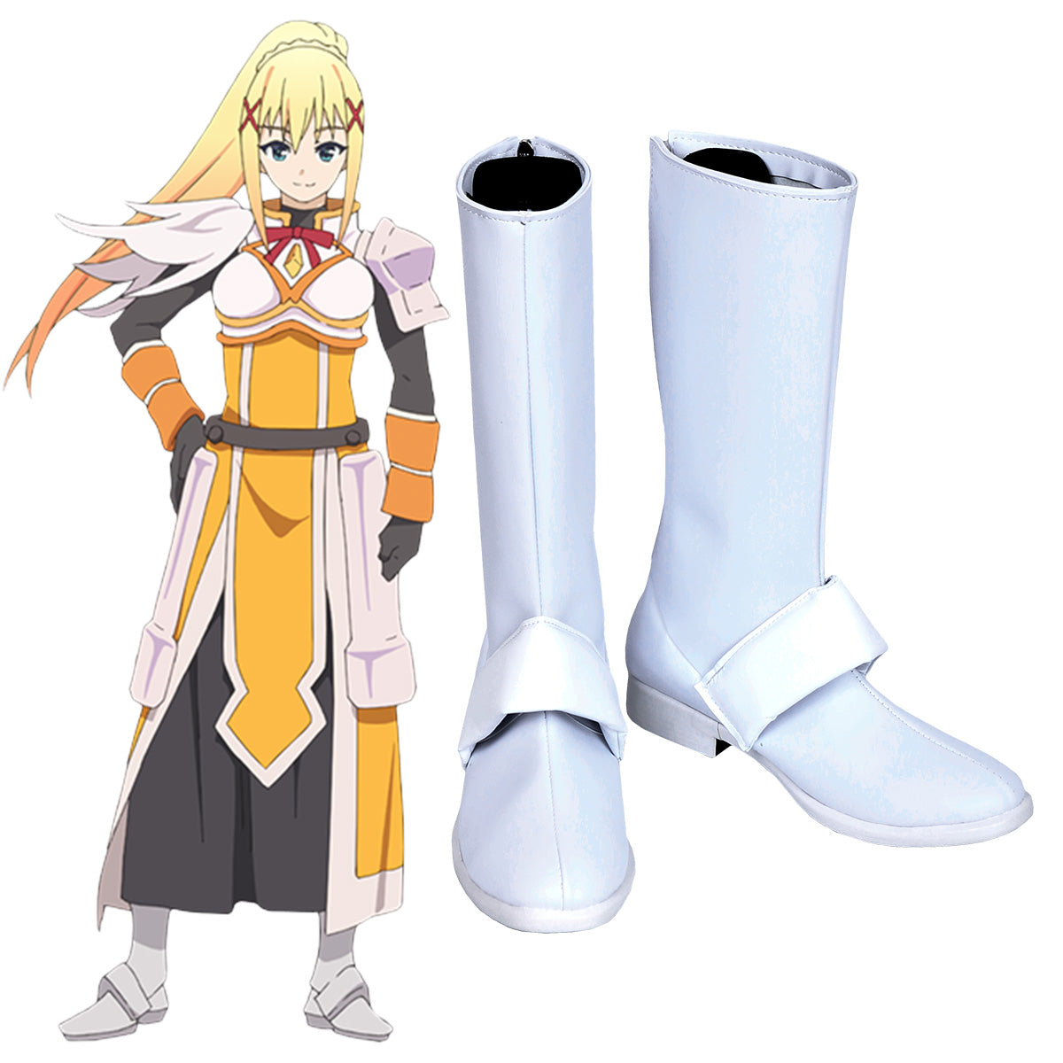 Kono Subarashii Sekai ni Shukufuku o Darkness White Shoes Cosplay Boot – Gcosplay