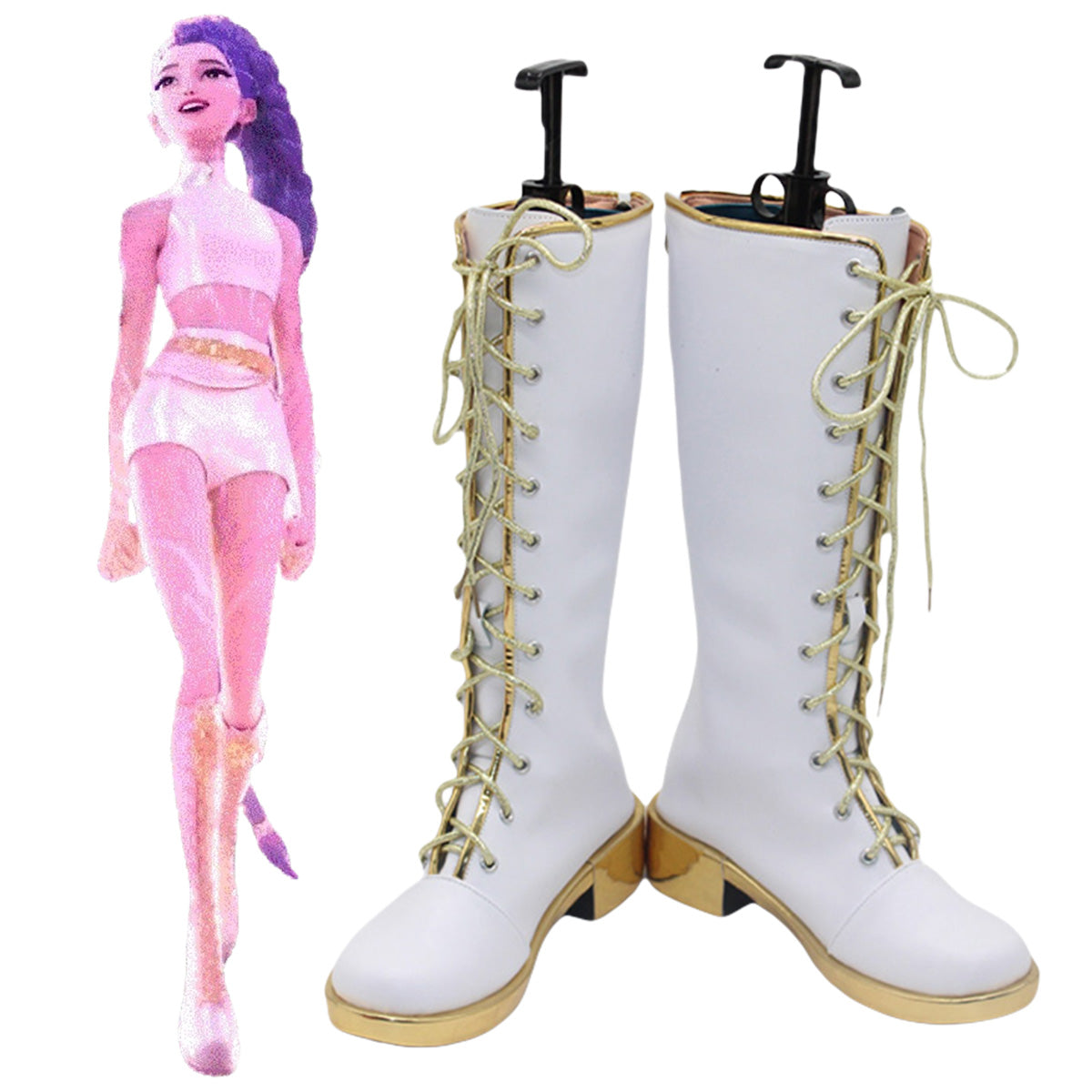 Kpop Demon Hunters What It Sounds Like Rumi White Shoes Cosplay Boots ...