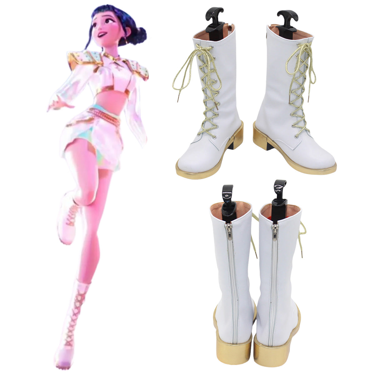Kpop Demon Hunters What It Sounds Like Zoey White Cosplay Shoes – Gcosplay