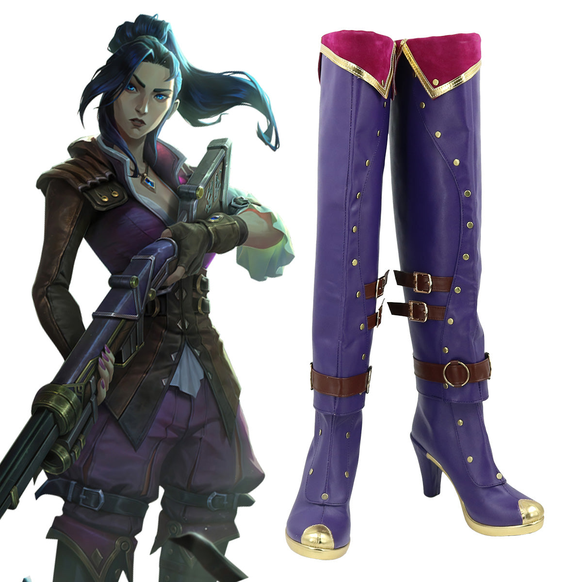 League of Legends LOL Arcane Caitlyn Blue Shoes Cosplay Boots – Gcosplay