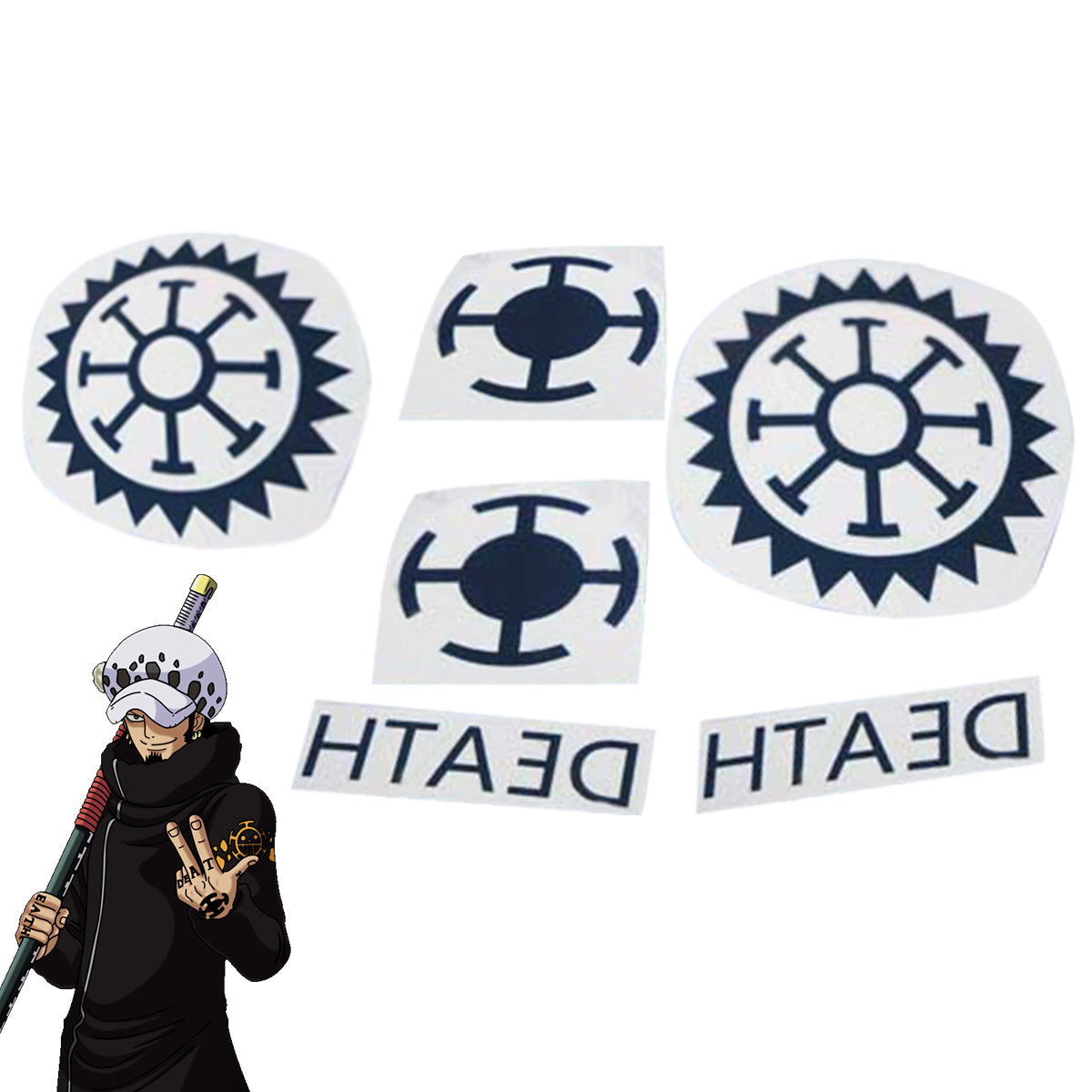 One Piece Trafalgar Law Trafalgar D Water Law Tattoo stickers Cosplay ...
