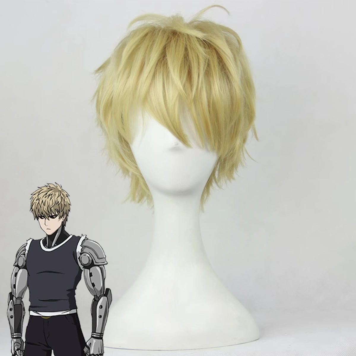 One Punch Man Genos Jenosu Demon Cyborg Oni Saibogu Short Cosplay Wig ...