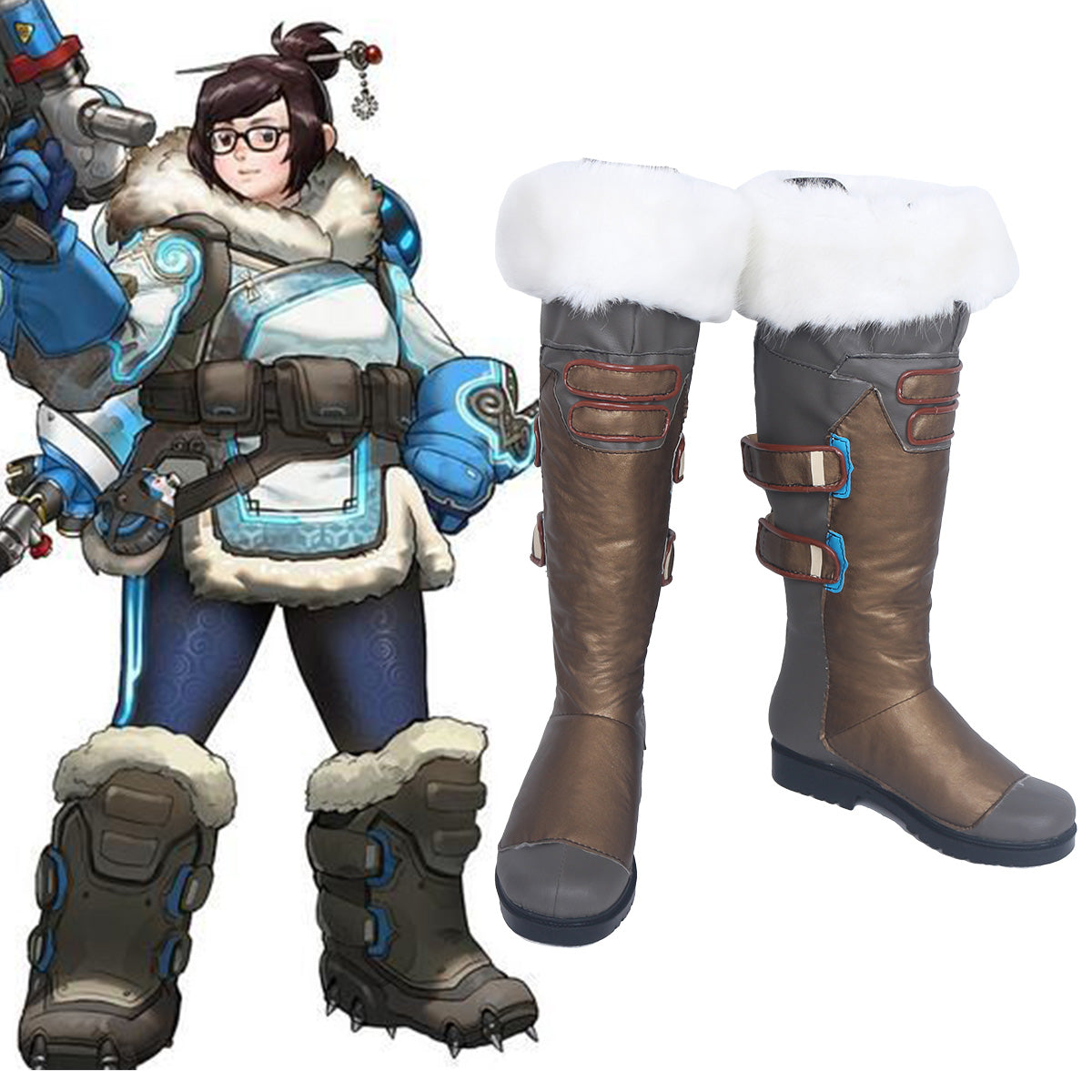Overwatch OW Dr. Mei Ling Zhou Brown Shoes Cosplay Boots – Gcosplay