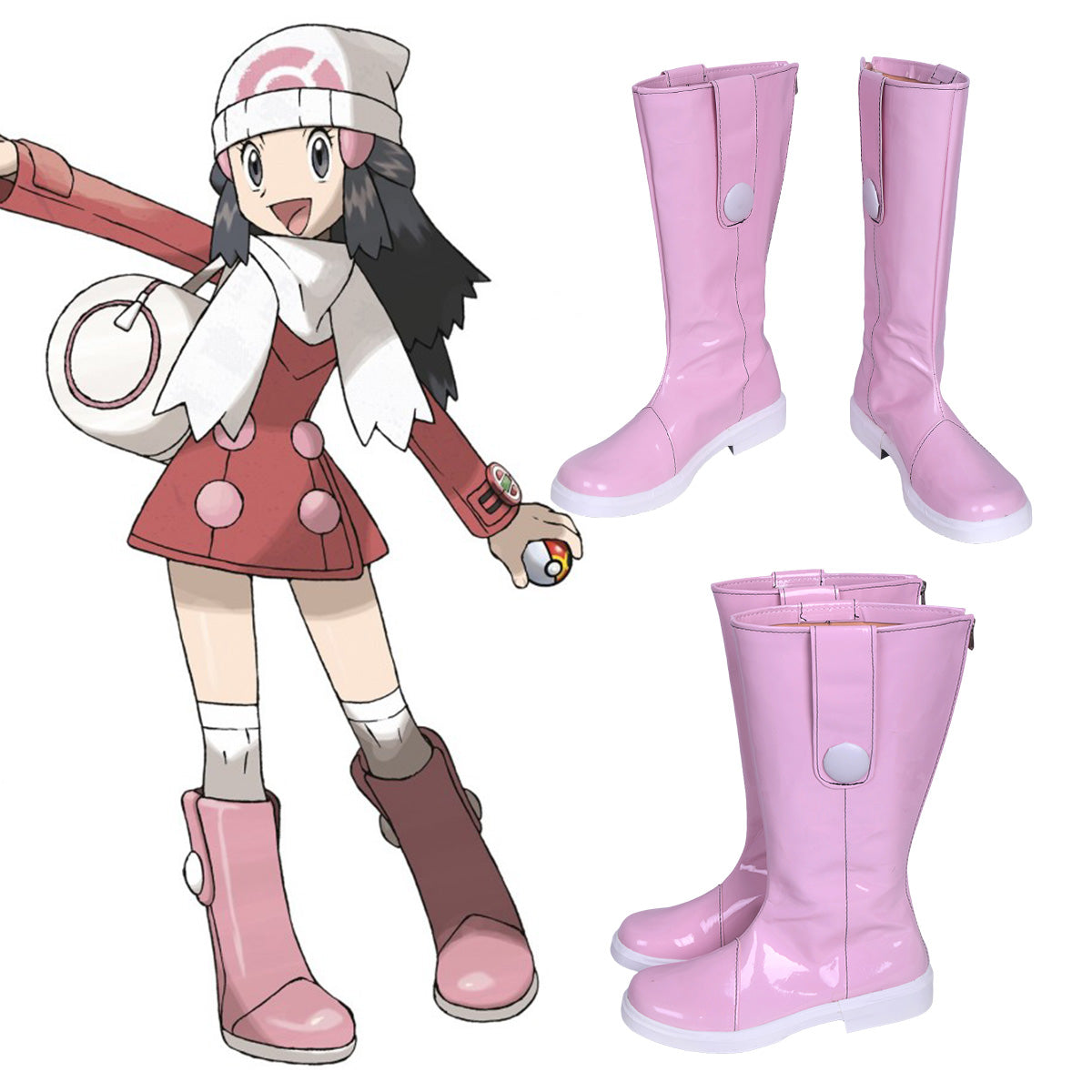 Pokemon Monster Dawn Pink Shoes Cosplay Boots – Gcosplay
