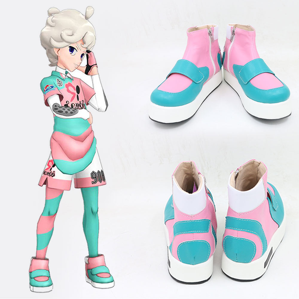 Pokemon Sword And Shield Bede Uniforms Blue Green Cosplay Shoes – Gcosplay