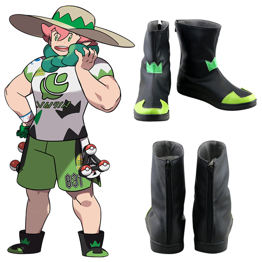 Pokemon Sword And Shield Milo Black Green Cosplay Shoes – Gcosplay