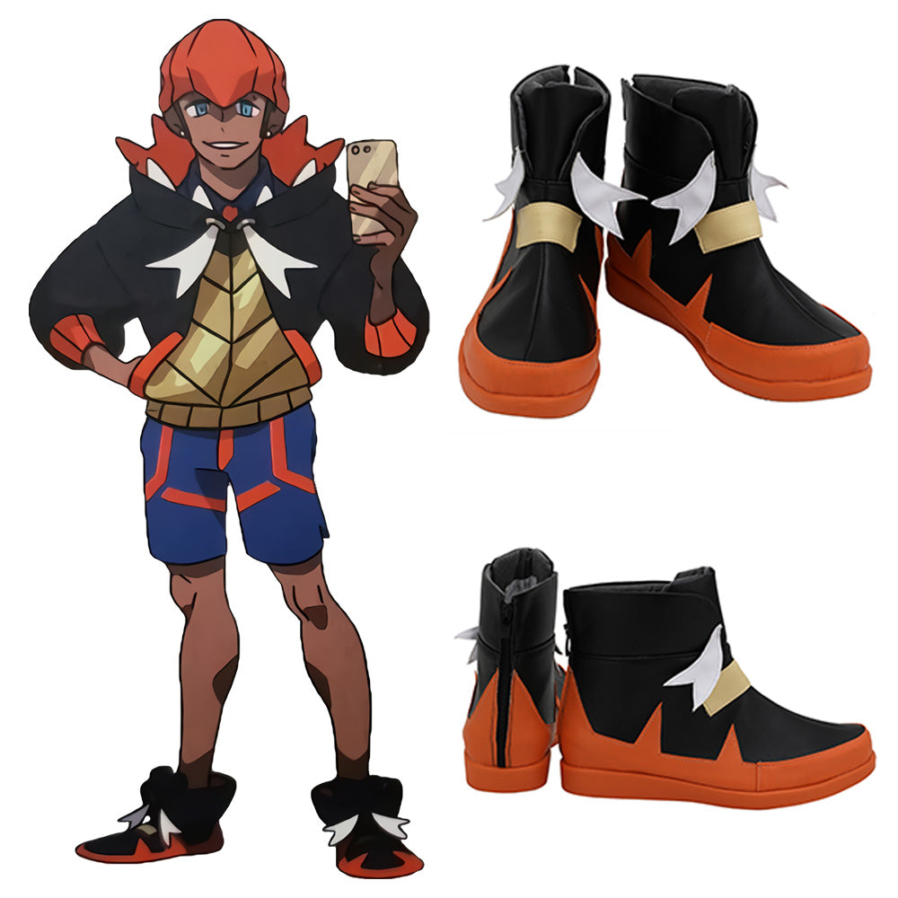 Pokemon Sword And Shield Raihan Red Black White Cosplay Shoes – Gcosplay