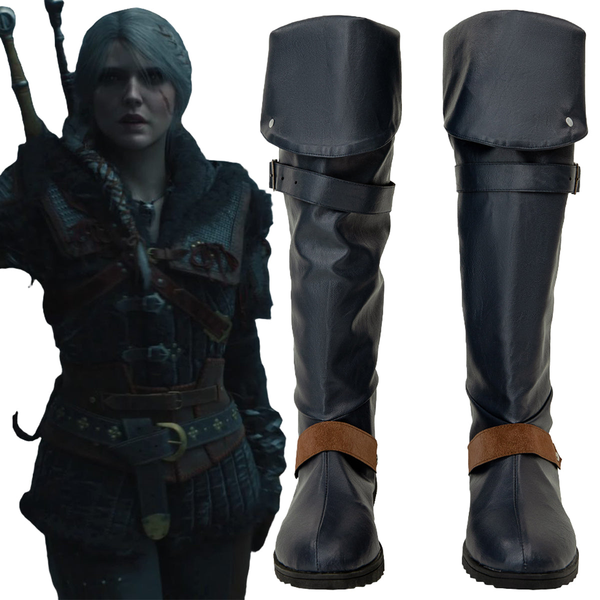 The Witcher 4 Hunt Cirilla Black Shoes Cosplay Boots – Gcosplay