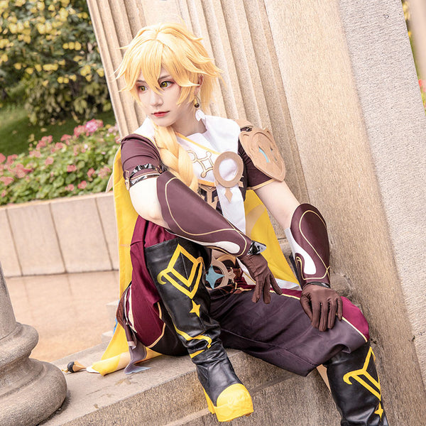 Genshin Impact Male Traveler Outlander Aether Cosplay Costume – Gcosplay